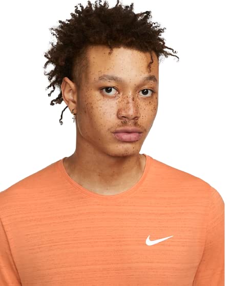 Nike Men's Dri-FIT Miler Short-Sleeve Running Top (as1, Alpha, l, Regular, Regular, Orange Trance, Large)