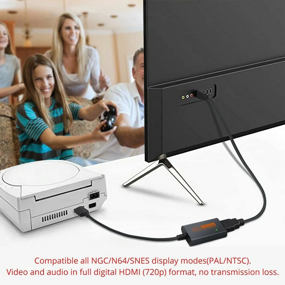 Paddsun N64 to HDMI Converter, Support 16:9 and 4:3 Convert, HDMI Adapter Converter w/HD Cable Compatible with Nintendo 64 N64, Super SNES (3-in-1), GameCube/SNES/N64