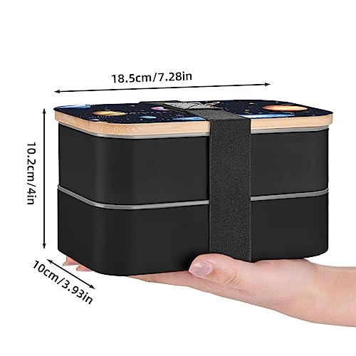 The Solar Family Adult Lunch Box, Bento Box, With Cutlery Set Of 3, 2 Compartments, Rectangular, Lunch Box For Adults