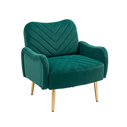 Tennozu Cute Elegant Loveseat Couch, Accent Sofa Convertible Futon Sofa Bed, Modern Golden Leg Love Seat Sofa, Small Loveseats Living Room Velvet Sofas, Stylish, Chic (Green, Single Sofa)