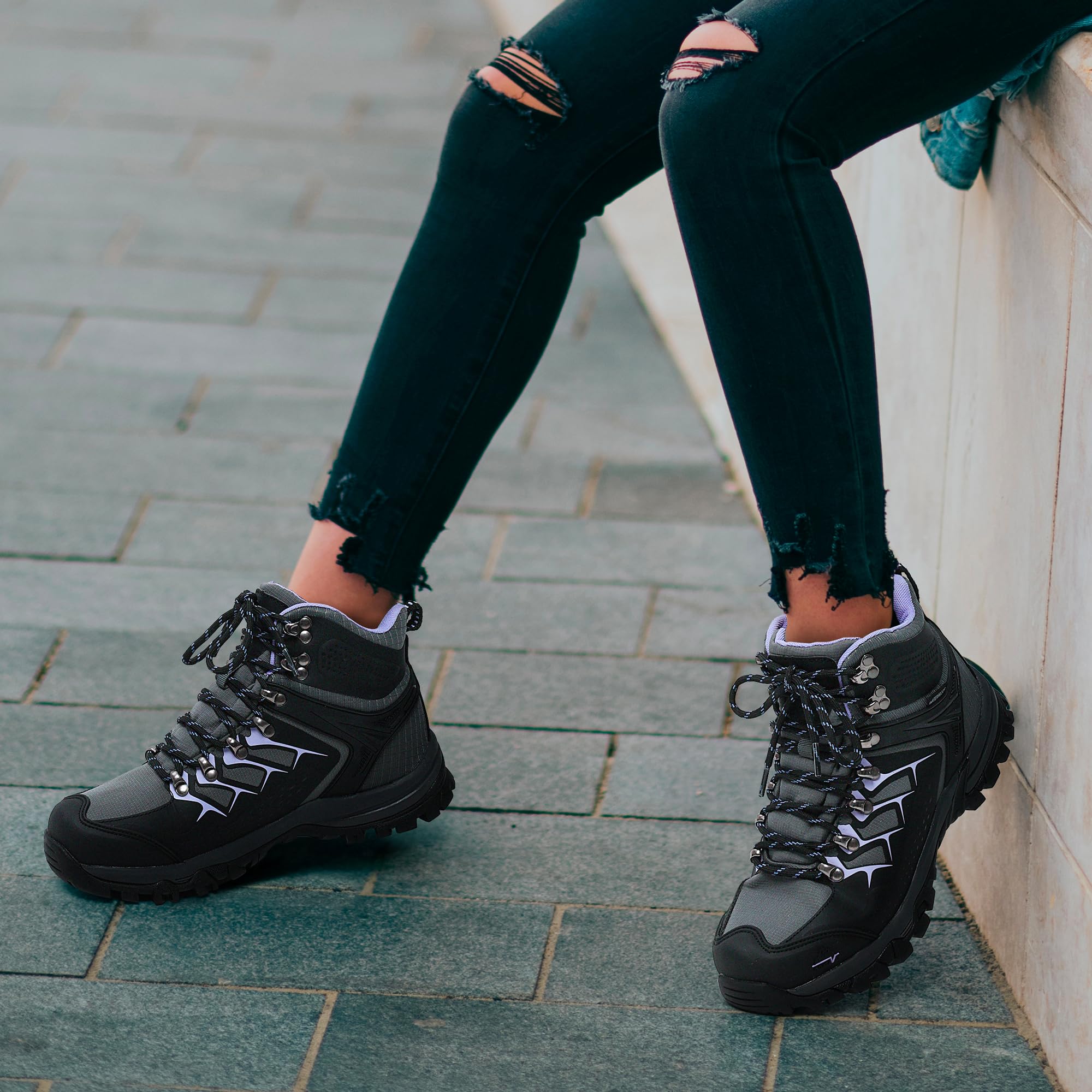NORTIV 8 Womens Hiking Boots Waterproof Backpacking Lightweight for Outdoor Trekking Camping Trail Hiking Boots Black Size 9 SNHB2211W