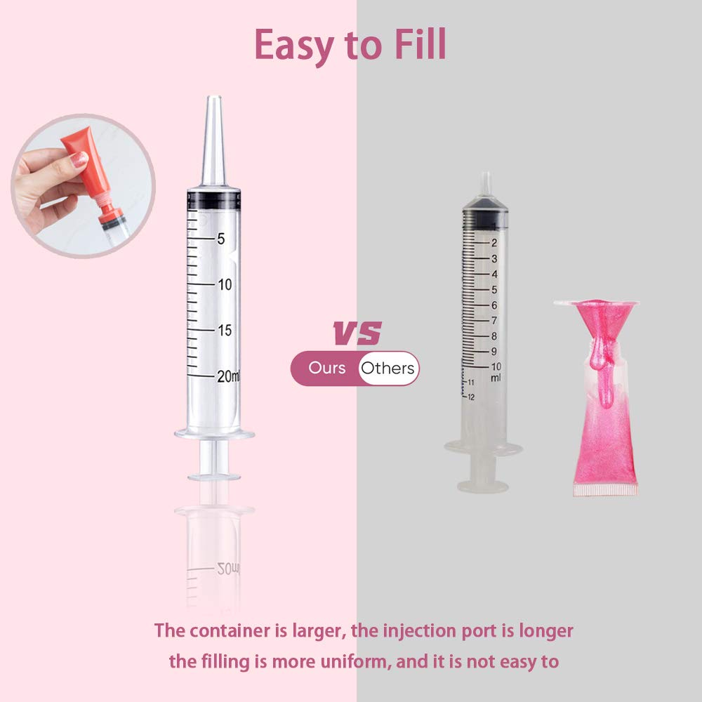 lip gloss tubes 50PCS 10ml Clear Empty Lip Balm Containers refillable soft cosmetic tubes for DIY lip gloss/travel toiletries with 2 20ml syringes