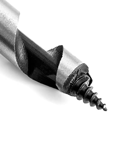 QWORK Auger Drill Bit Set, 7 Piece Set 9" Auger Bit Set Hardened Alloy Steel Ship Auger Bit Creates Deep Clean Hole Precise Drilling for Wood Drilling 1/4", 3/8", 1/2", 5/8", 3/4", 7/8",1"