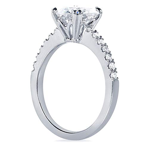 Kobelli Forever One Moissanite and Lab Grown Diamond Engagement Ring 1 3/4 CTW 14k White Gold (DEF/VS), 6.5