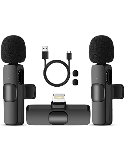 KEYOXY Wireless Lavalier Microphone, 2-in-1 Wireless Microphone for iPhone/iPad/Android/Laptop (iPhone)