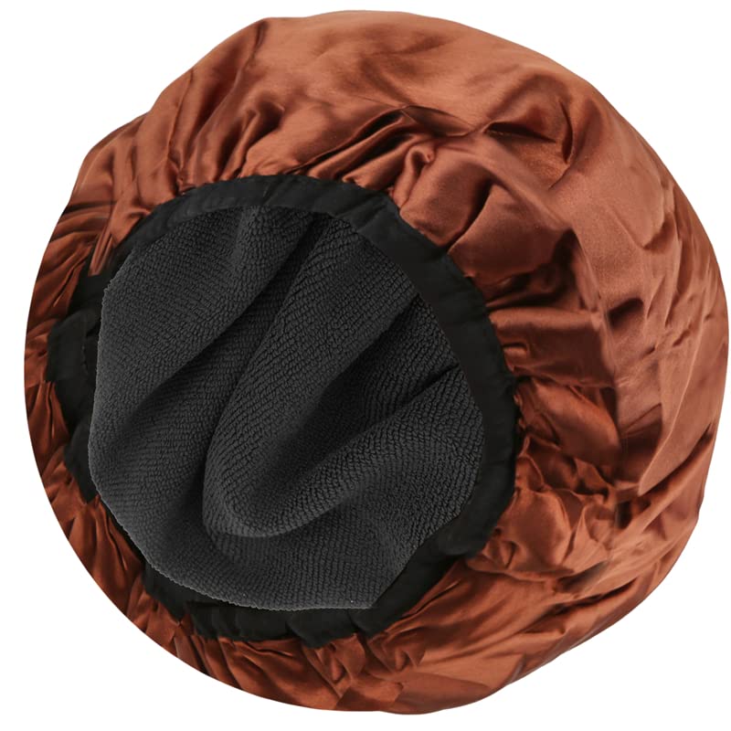 TRENDYSUPPLY Extra Large Shower Cap, Triple Layer Terry Lined Waterproof Bath Cap, Reusable for Women, Girls, Braids, Long Hair (Dots)