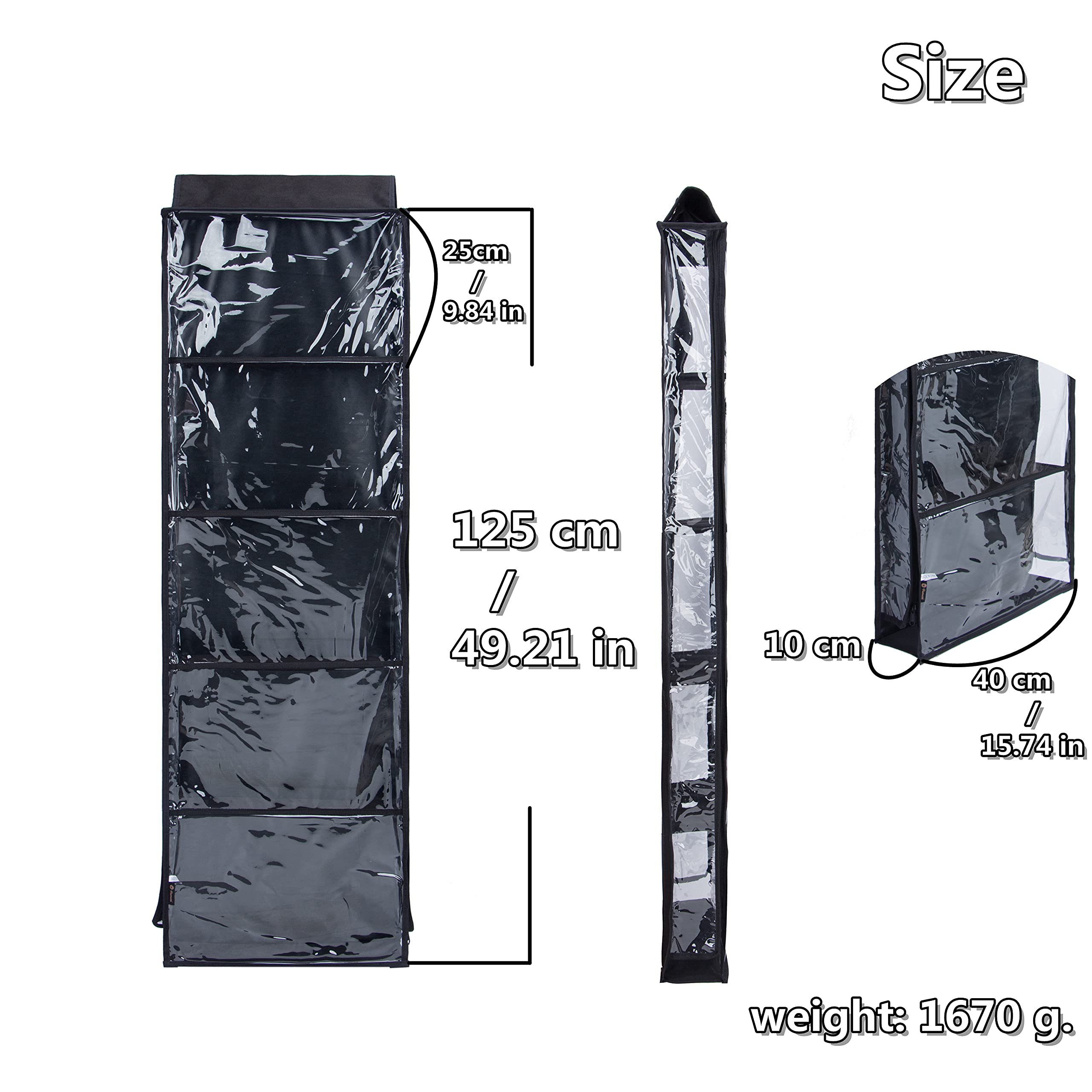 PACMAXI Hanging Over The Door Storage Organizer Storage for Funko Pop with 5 Compartments, Clear Wall Display Toy Figures Organizer Fits 6 Regular Size Funko Pop Boxes (black)