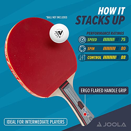 JOOLA Champ Table Tennis Paddle - Recreational Ping Pong Racket for Intermediate Players - More Speed & Control-Ping Pong Paddle with Flared Ergonomic Handle-Table Tennis Equipment for Adults & Kids