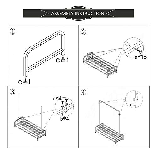 White Commercial Garment Rack,Closet Garment Rack, Heavy Duty Clothes Storage Organizer for Bedroom, Free-Standing and Closet Organizer and Storage with Hanger Rods Clothes Rack for Hanging Clothes