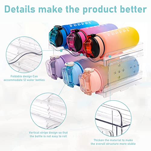 Meegoo Water Bottle Organizer, Stackable Bottle Storage Rack, Water Bottle Holder for Cabinets and Kitchen Countertops, 4 Pack Plastic Wine Rack/Drink Bottle Holder