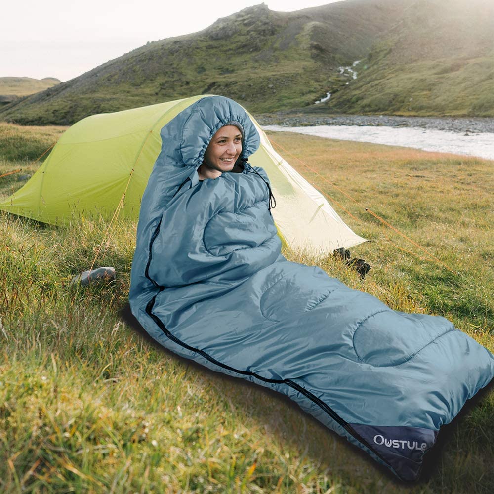 OUSUTLE Double Sleeping Bag for Adults, 2 Person Sleeping Bag with 2 Pillows for Backpacking Camping Hiking, Queen Size Cold Weather Sleeping Bag for Couples & Family Traveling
