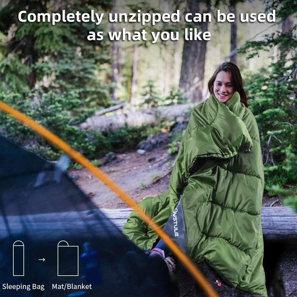 OUSUTLE Double Sleeping Bag for Adults, 2 Person Sleeping Bag with 2 Pillows for Backpacking Camping Hiking, Queen Size Cold Weather Sleeping Bag for Couples & Family Traveling