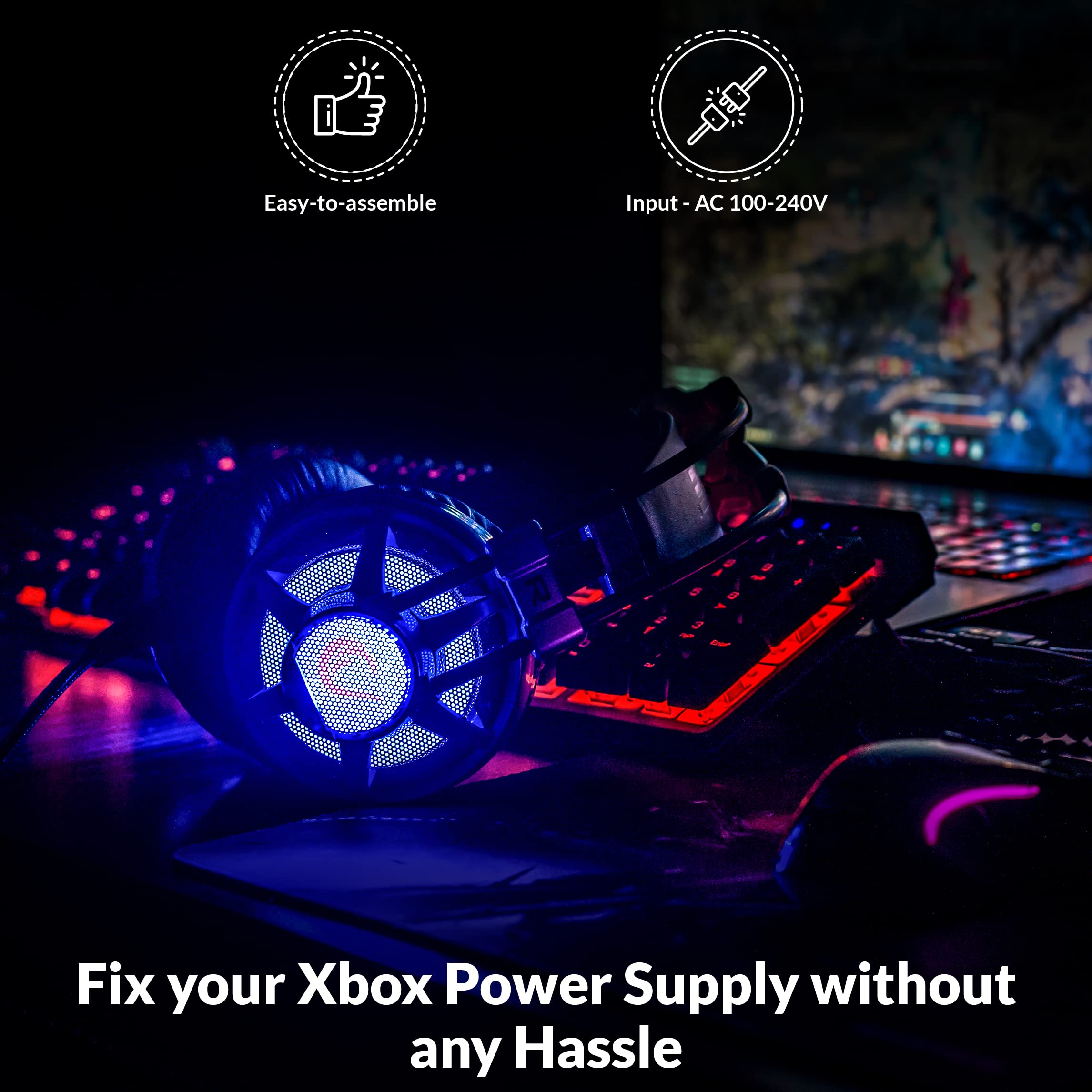 Replacement Power Supply for Microsoft Xbox Series S, Model 1921 - Internal Power Supply AC Adapter Brick Replacement Part