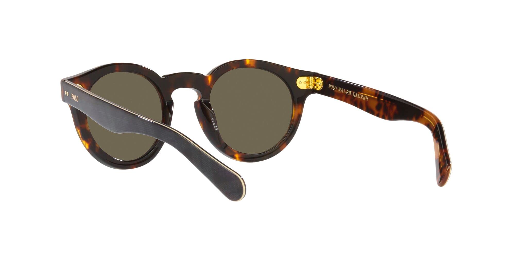 POLO RALPH LAUREN Mens PH4165 Round Sunglasses, Shiny Antique Tortoise/Brown, 46 mm