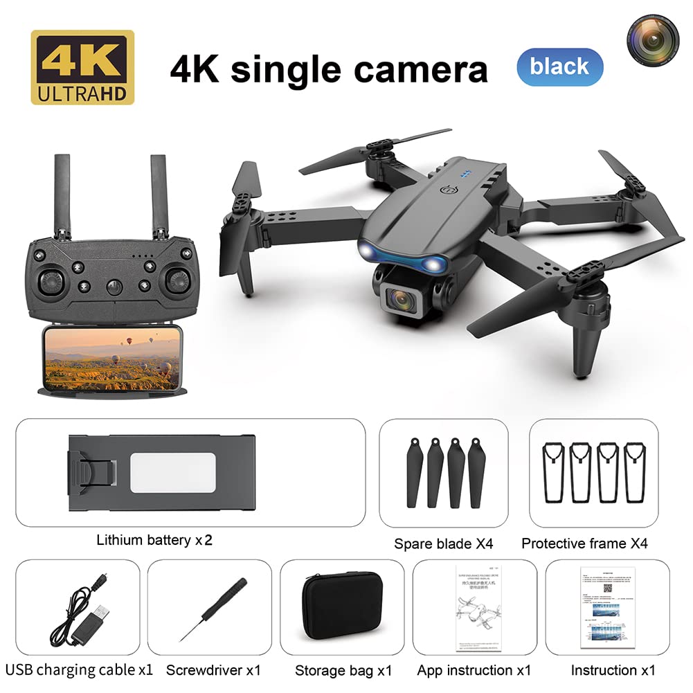 KADOWL Drone for Kids adult with 4K Camera,Remote Control Foldable Drone with Carrying Case,Gifts for Boys Girls with Altitude Hold, Headless Mode, One Key Start Speed Adjustment Auto Hovering, 3D Flips 2 Batteries, Long Endurance, Black