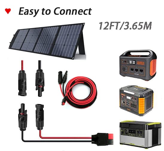 Magiktech Solar Panel Kits Charge Cable Compatible with Anderson Adapter and Solar Connectors for Portable Power Stations Solar Generators (10AWG 12FT Horizontal)