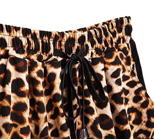 Kafeimali Women's Fashion Summer Leopard Beach Shorts Casual Short Pants (M)