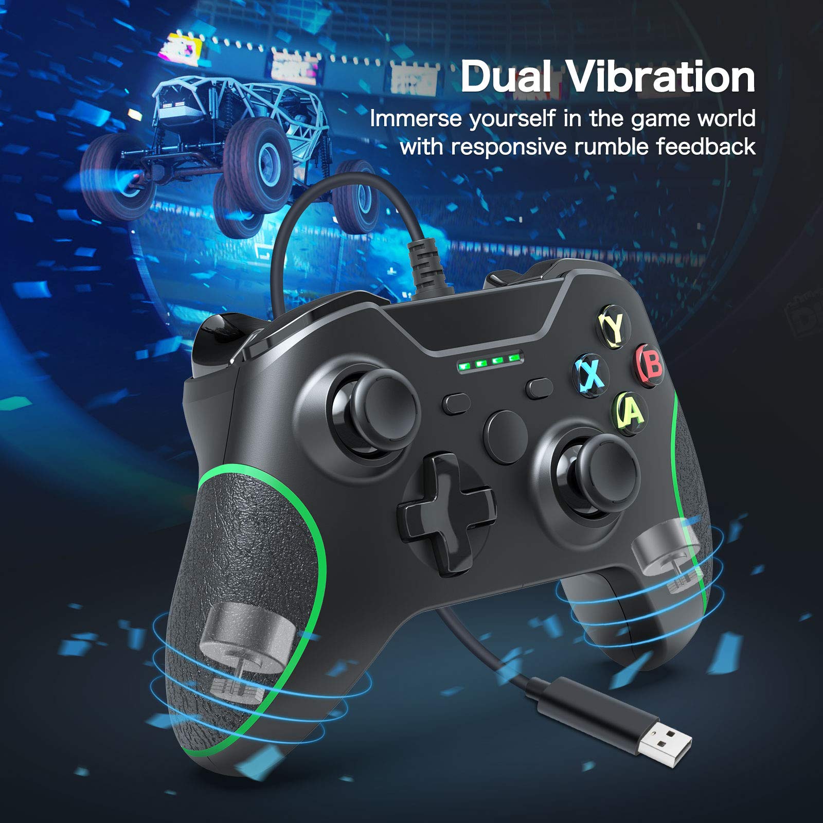 Nolansend Wired Game Controller,High Performance USB Gamepad Remote Joystick Controller with Dual Vibration,Wired Gmme Controller for PC(Win7/8/10)