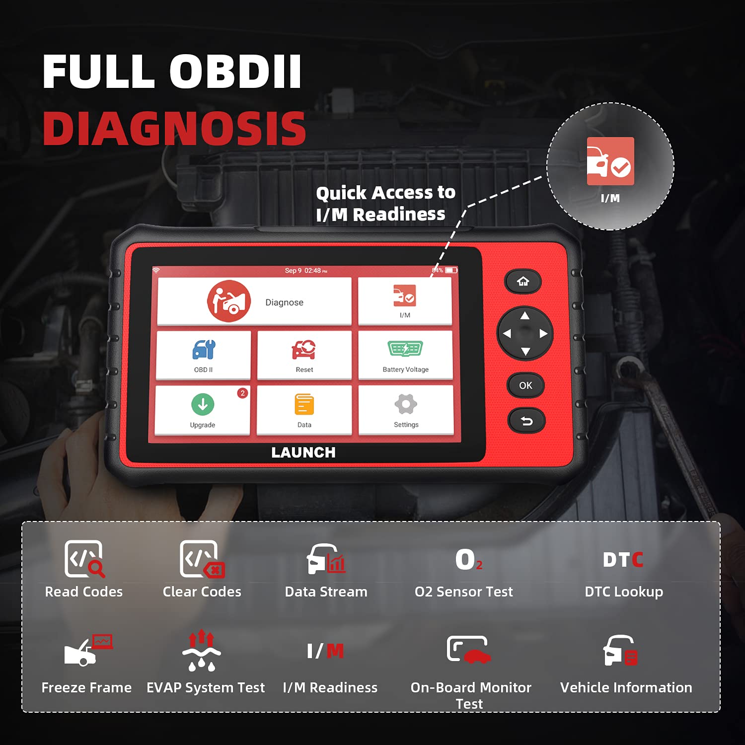 LAUNCH OBD2 Scanner CRP123I/CRP129I/Creader VIII for Vehicle Engine ABS SRS Transmission,WiFi Free Update (CR9)