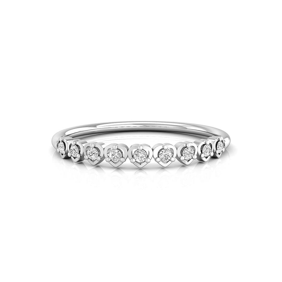 Octa Pearl 1/10 Carat Cubic Zirconia Round Stone Heart Shape Half Eternity Band In 925 Sterling Silver (VVS, 0.07 CTW/ 8US)