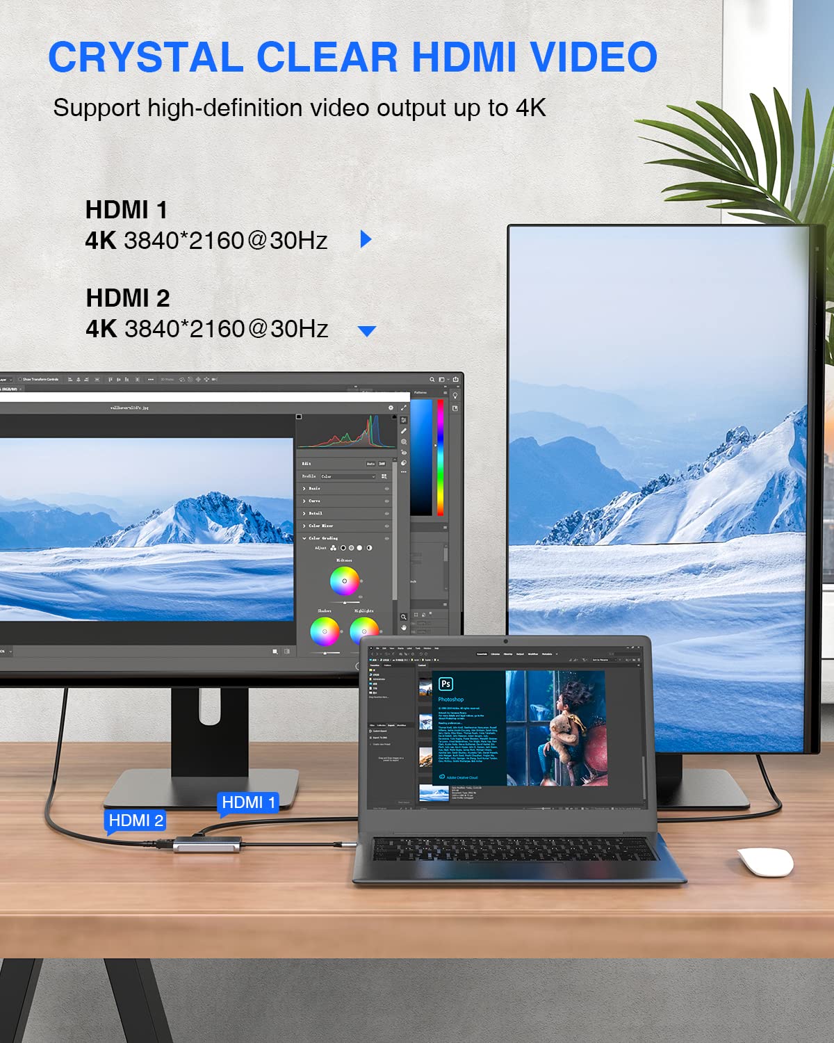 TOTU 11 in 1 USB C Hub with 4K HDMI, VGA, 1000Mbps Ethernet & 4 in 1 100W Dual 4K HDMI USB C Hub