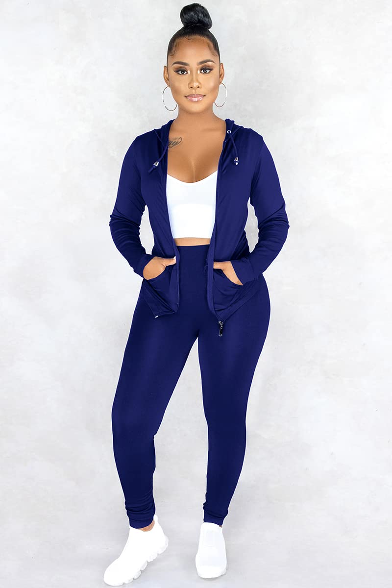 QCHENG Women Two Piece Outfits Tracksuit Set Long Sleeve Zipper Hoodie Jackets Jogger Sweat Pants Sweatsuits Workout Sets with Pockets