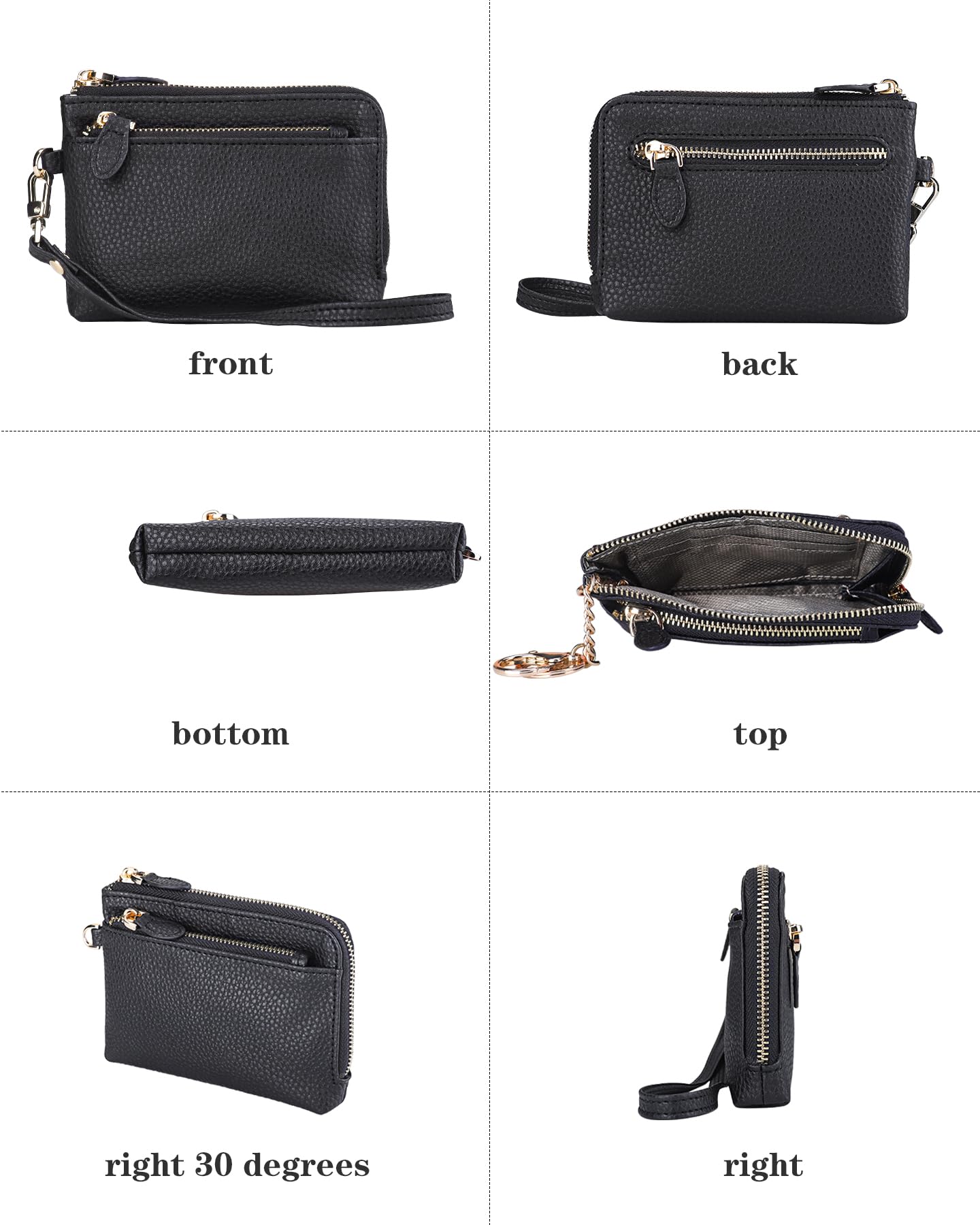 Teskyer Coin Purse Pouch, RFID Blocking Credit Card Holder Zipper Wallet with Wrist Strap and Key Chain for Men & Women