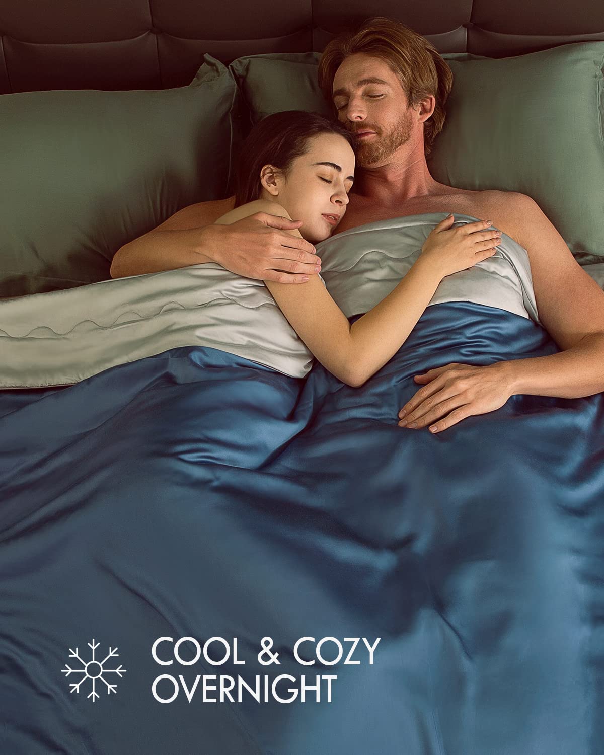Kaisa Cooling Comforter King Size for Summer, Cool Bedding Comforter Breathable, Silky Soft Lightweight Duvet Insert with Corner Tabs, 106x90 Inches Blue Grey
