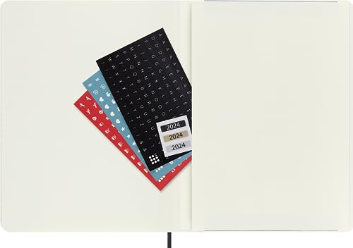 Moleskine DSB12MN4Y24 Notebook, Beginning January 2024, 12 Months, Months, Diary Softcover, XL Size (W x H x H): 7.5 x 9.8 inches (19 x 25 cm), Black