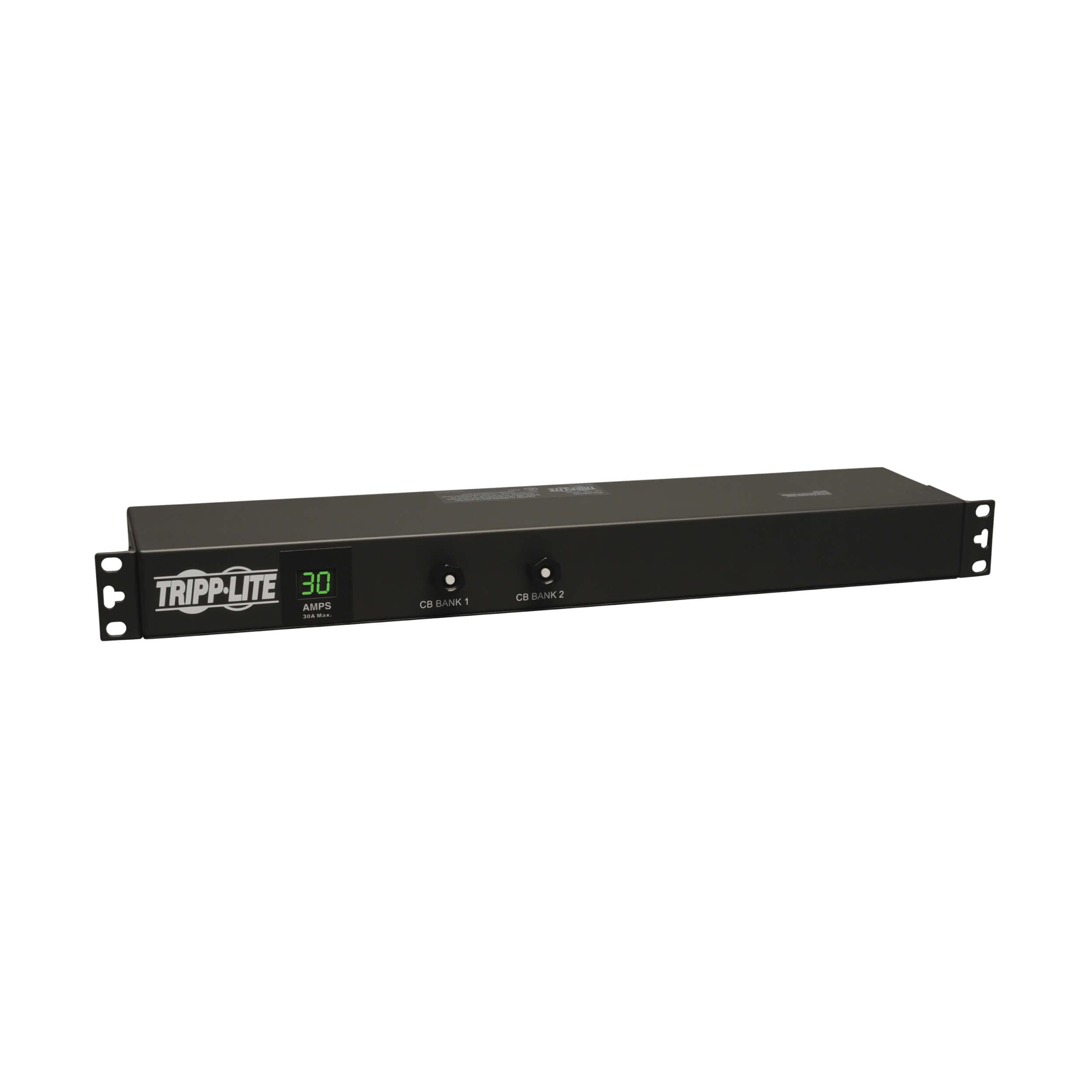 Tripp Lite 2.9kW Metered Rackmount PDU with Isobar Surge Protection, 120V, 3840 Joules, 12 Outlets Standard 5-15/20R, 15 ft / 4.5M L5-30P Power Cord, TAA Compliant, 2-Year Warranty (PDUMH30-ISO)