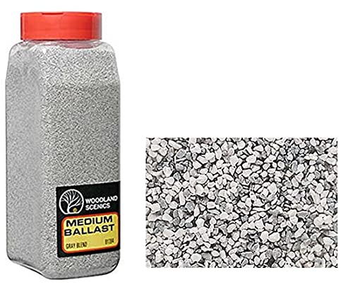 Make Your Day Woodland Scenics Green Blended Turf, Medium Ballast Gray Blend, Scenic Cement Paintbrushes (Pack of 4)