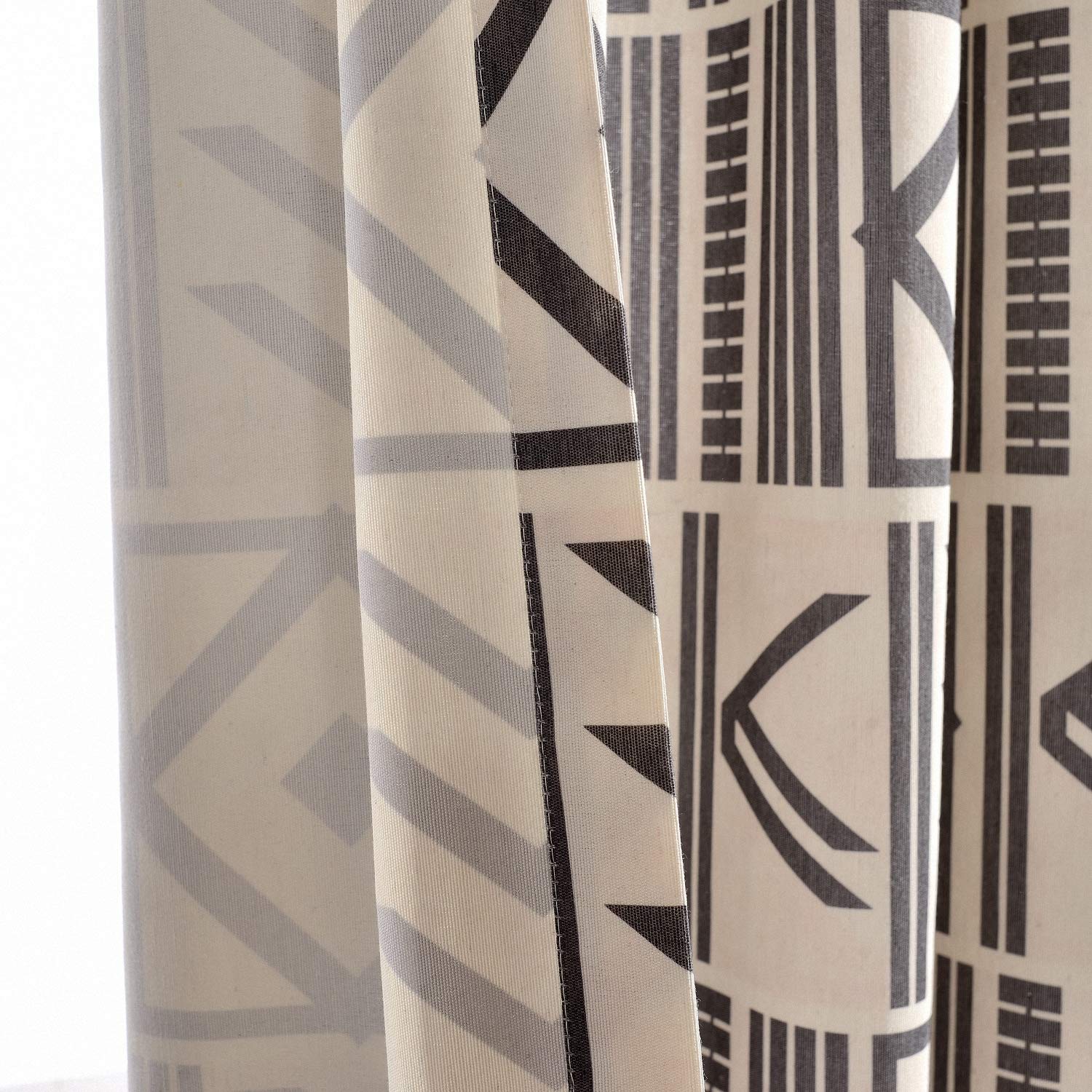 Melodieux Black Geometric Style Room Darkening Grommet Curtains for Living Room Dining Room Bedroom, 52 by 84 Inch, 2 Panels