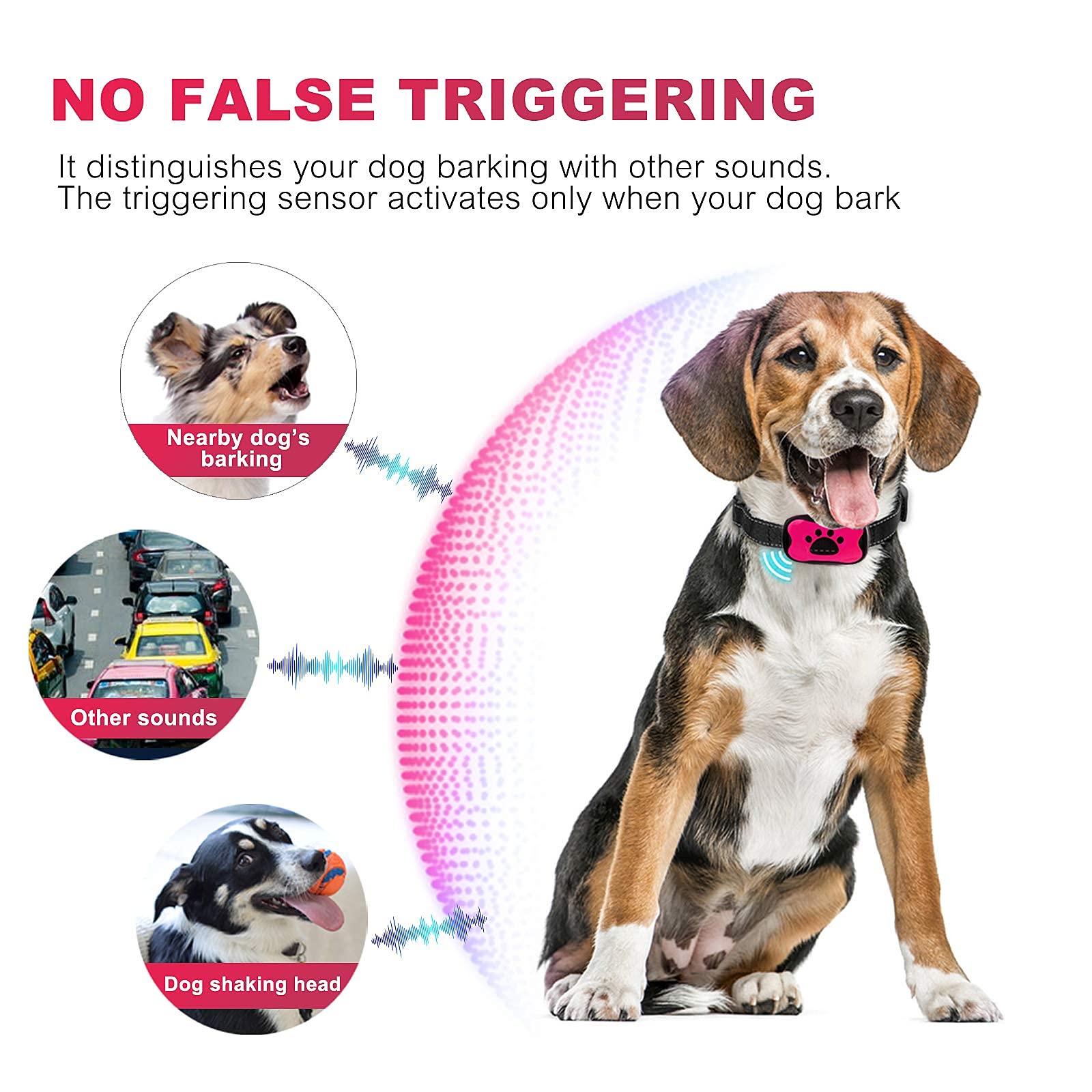 MASBRILL Dog Bark Collar, Bark Collar for Medium Dogs Rechargeable Anti Barking Collar No Bark Collars for Dogs Humane No Shock Barking Collar Vibration Beep No Barking Collar (Blue)