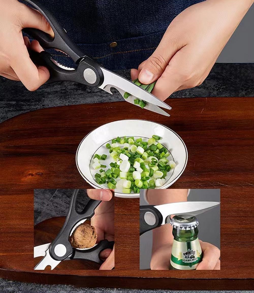 Knife Set, 10-Piece German Stainless Steel Kitchen Knife Block Set with Sheaths, Cutting Board and Knife Block, Super Sharp Knife Set with Block, Non-stick Cooking Knives Sets, Ergonomical Design
