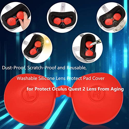 Oculus Quest 2 Accessories Bundle, Silicone Face Cover Pad for Oculus Quest 2 with 1 Silicone VR Face Cover Replace + 1 Lens Protective Cover + 2 Touch Controller Grip Covers Set (Red)