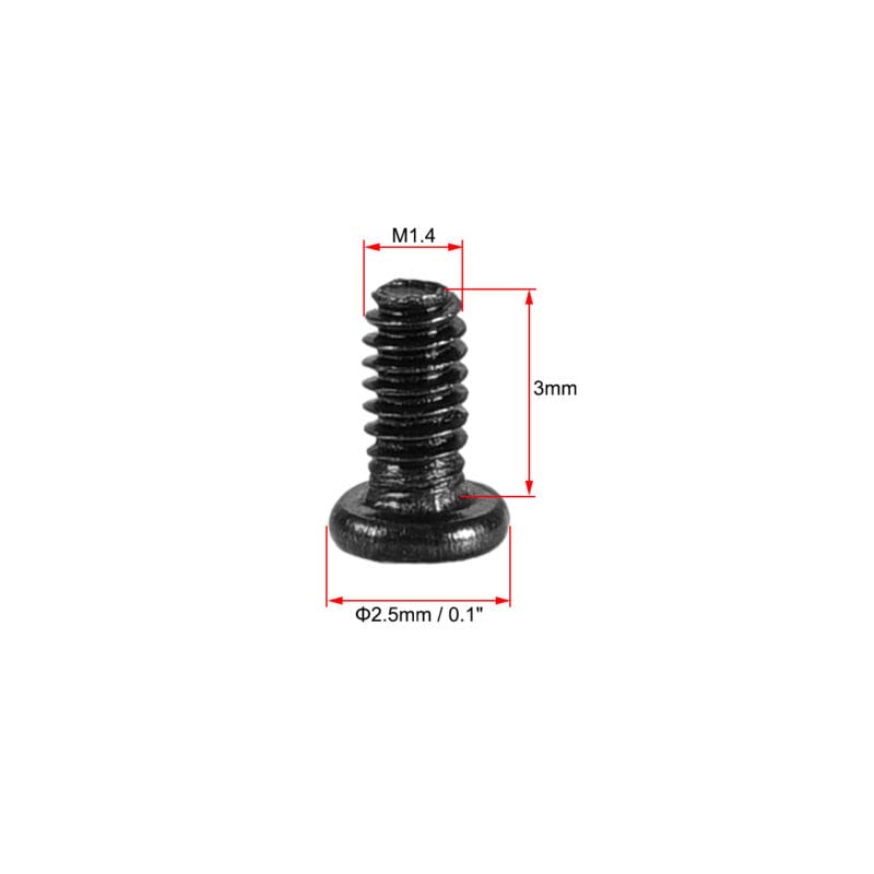 Tool parts M1.4 x 3mm Laptop Notebook Computer Screws Head Screw Black 200pcs