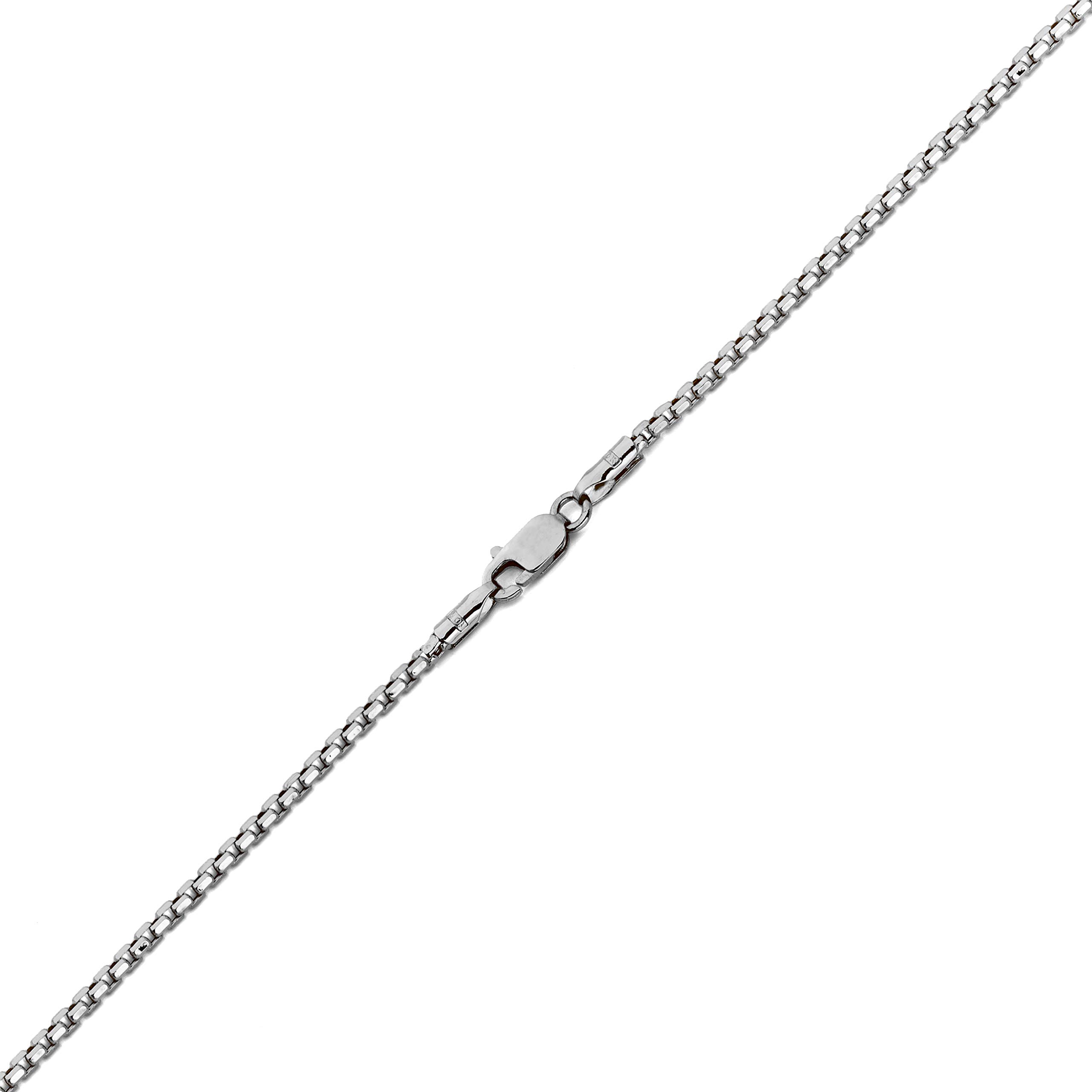 LoveBling 10K White Gold 1.5mm Open Hollow Venetian Box Chain Necklace (24")
