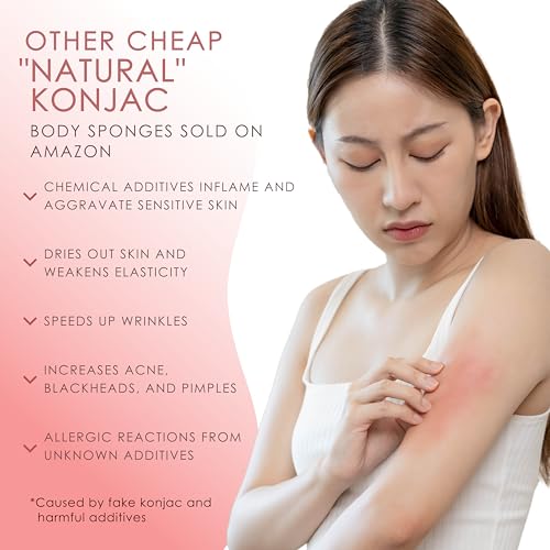 Konjac Body Sponge (2 Pack) | 100% Natural & Dye Free | Non-Toxic | Biodegradable | Eco-Friendly | Plastic Free Packaging