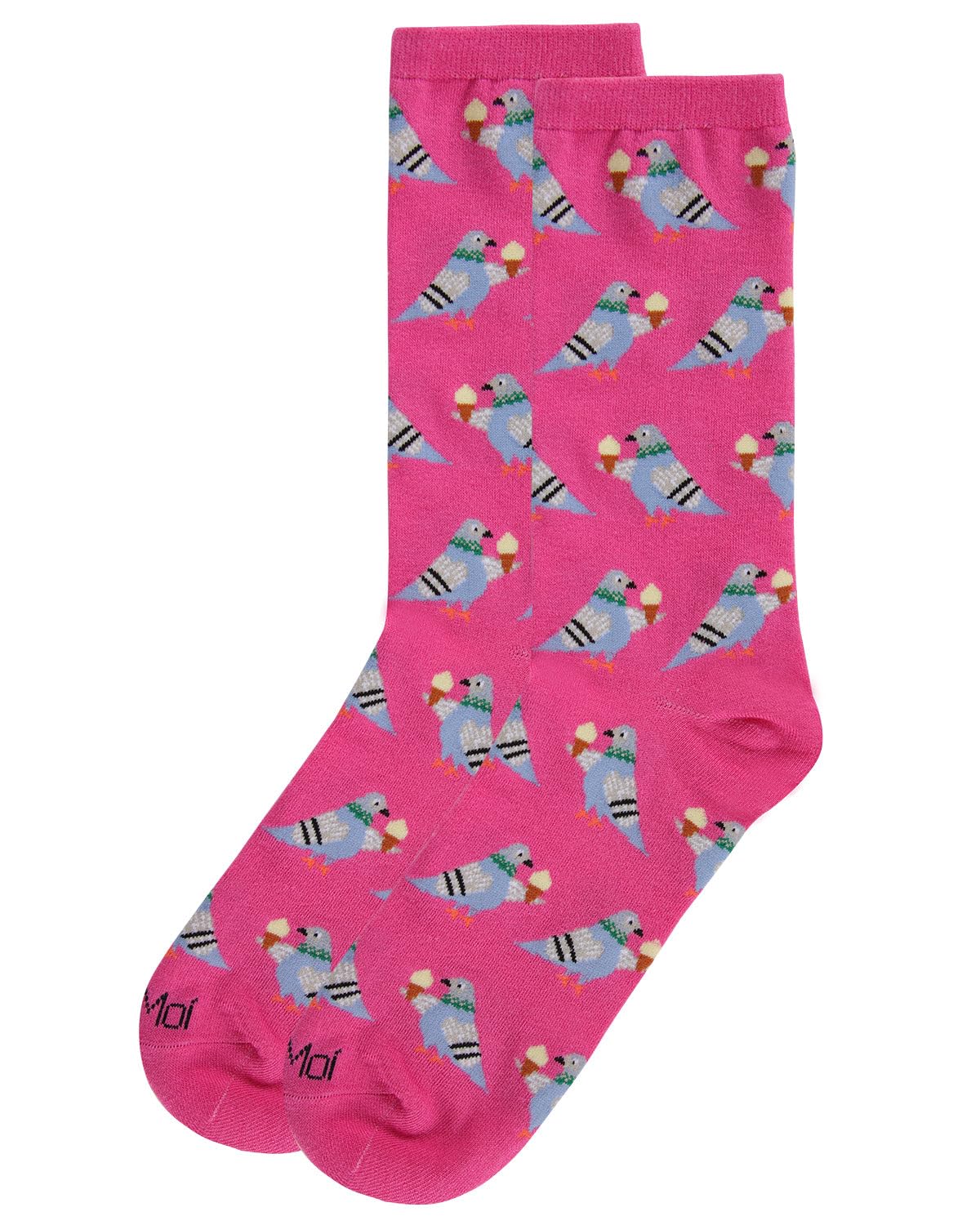 MeMoi Feed the NYC Pigeons Rayon Blend Crew Socks Seafoam 9-11
