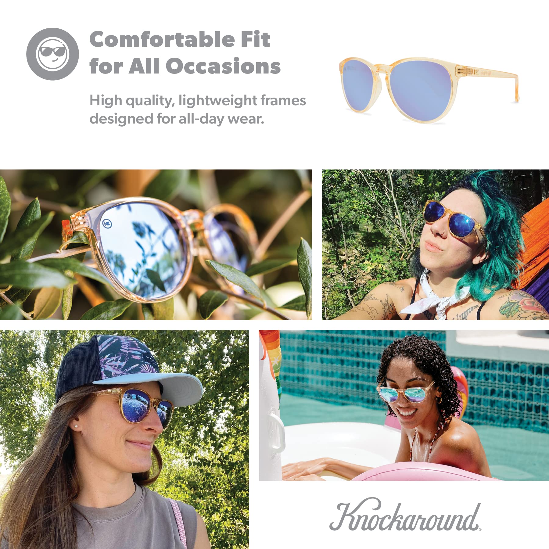 Knockaround Mai Tais Polarized Sunglasses for Women & Men - Impact Resistant Lenses & Full UV400 Protection, Tortoise Shell Frames/Brown Lenses