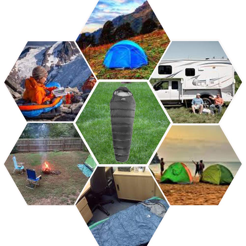 Mantuole Heated Sleeping Bag 5pcs Multi USB Power Support Heating Pads,Operated with Battery Power Bank or Other USB Power Supplies, Portable Compact Bag, Mummy Style-Black.
