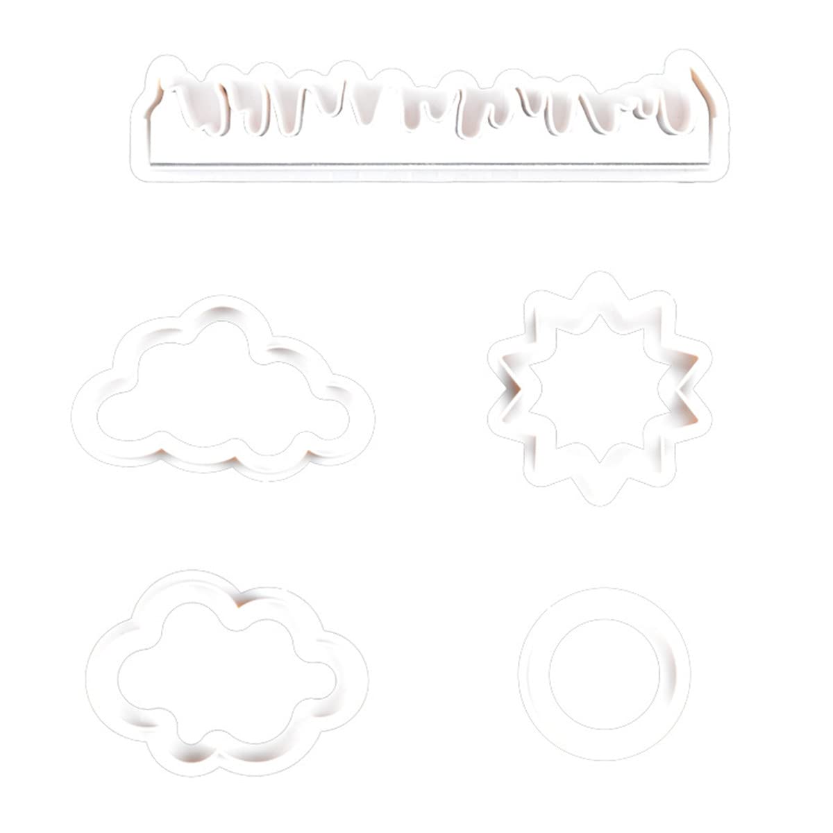 Serduobi 10 Pcs Cloud Cookie Cutters Cloud Cutters Set Sun Baking Molding Grass Cake Decorating Mini Sun Cutters for DIY Cake Fondant Decorating