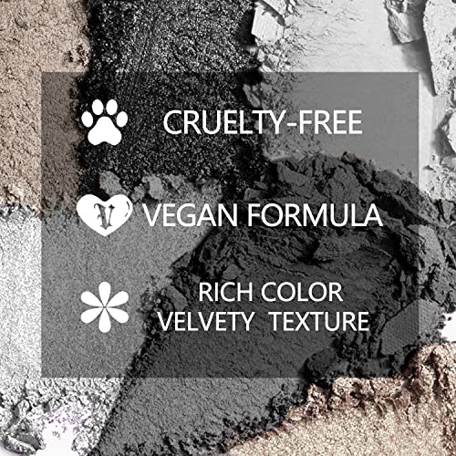 MAKI YIKA Black Grey Smoky Eyeshadow Palette, Matte Black White Gray Silver High Pigmented Smokey Eye Shadow, 9 Colors Long Lasting Shimmer Powder Makeup Palette For Goth Look (Black)
