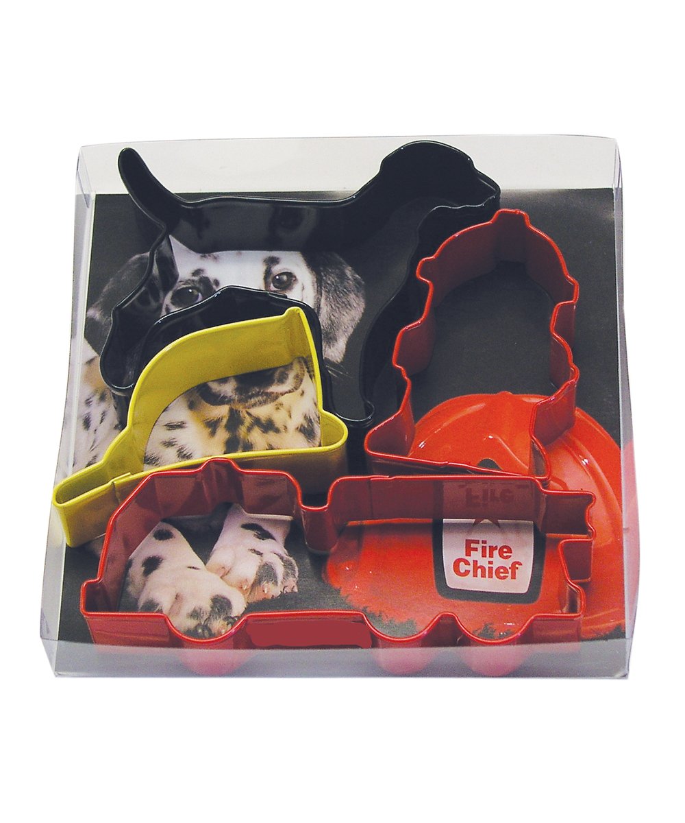R&M International Fire Truck Cookie Cutters, Dog, Hydrant, Helmet and Truck, 4-Piece Set