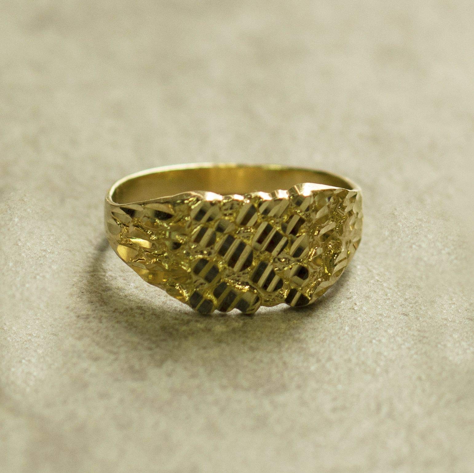 LoveBling 10K Yellow Gold Square Nugget Ring, Small (0.37" x 0.37") (12)