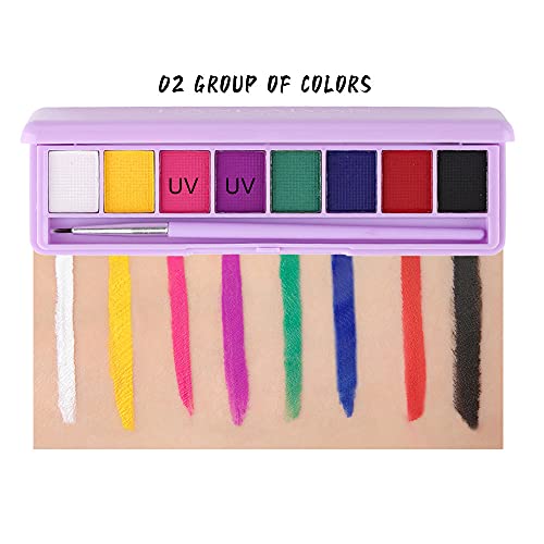 MEICOLY 2 Packs Water Activated Eye Liner Palette,Neon Face Paint Colored Retro Hydra Liner,Water Activated Eyeliner,Matte Graphic Eyeliner,UV Blacklight Glow Black White Face Body Paint,16 Colors