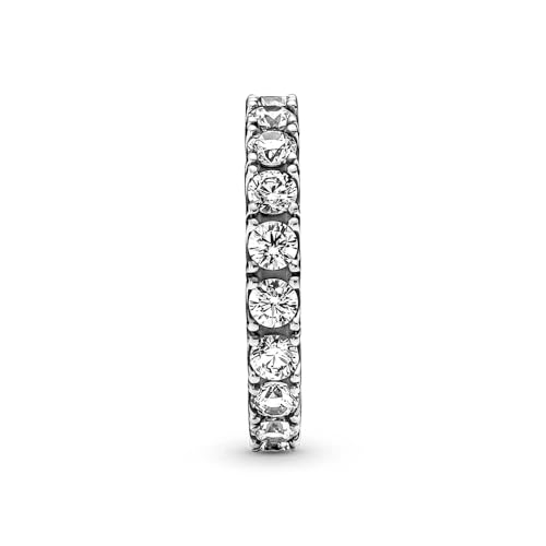 Pandora Sparkling Row Eternity Ring - Sterling Silver Ring for Women - Layering or Stackable Ring - Gift for Her - Sterling Silver with Clear Cubic Zirconia - Size 7