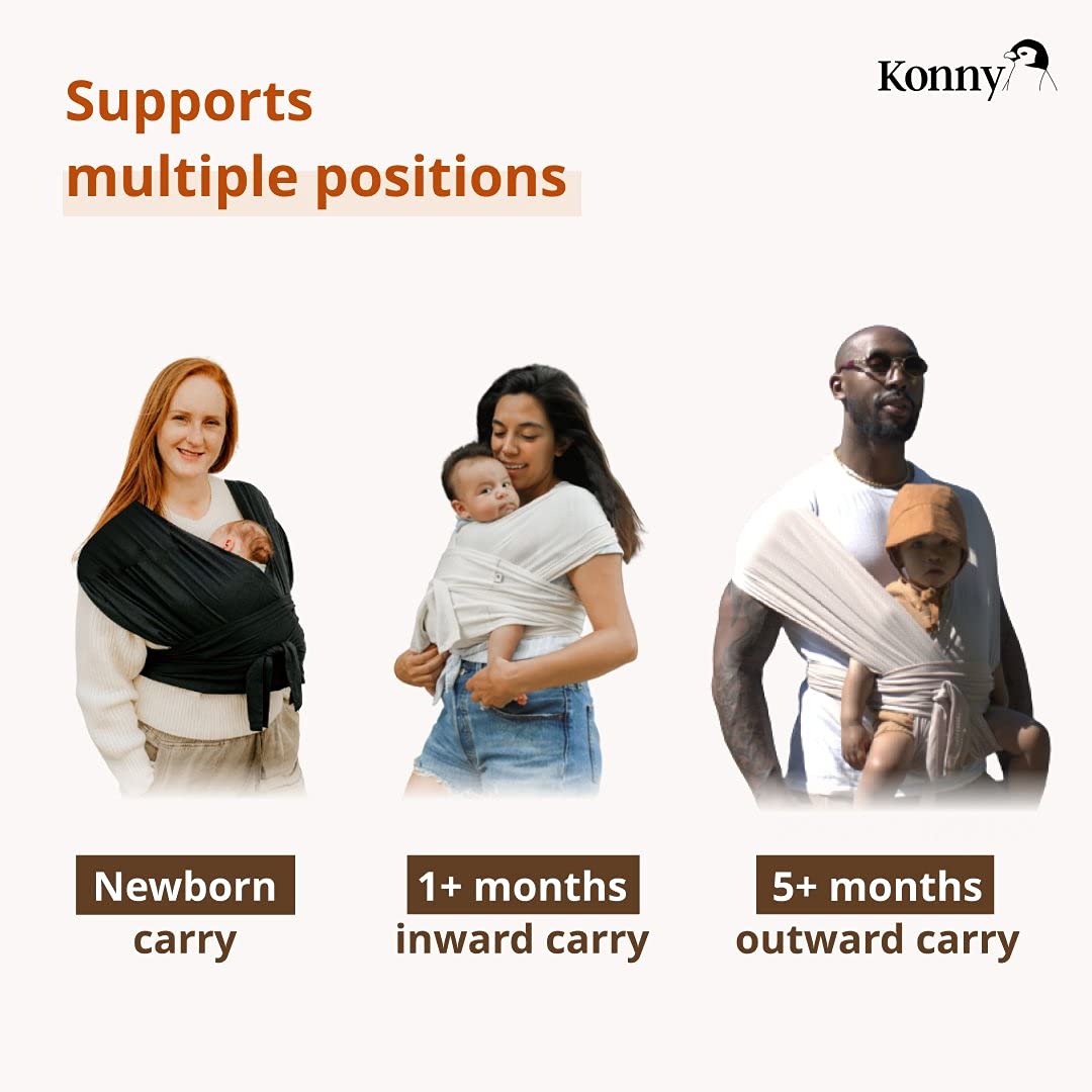 Konny Baby Carrier Elastech Luxury Carrier Wrap, Easy to Wear Baby Wrap Carrier, Perfect Essentials Cloths for Newborn Babies up to 44 lbs, (Lavender, L)