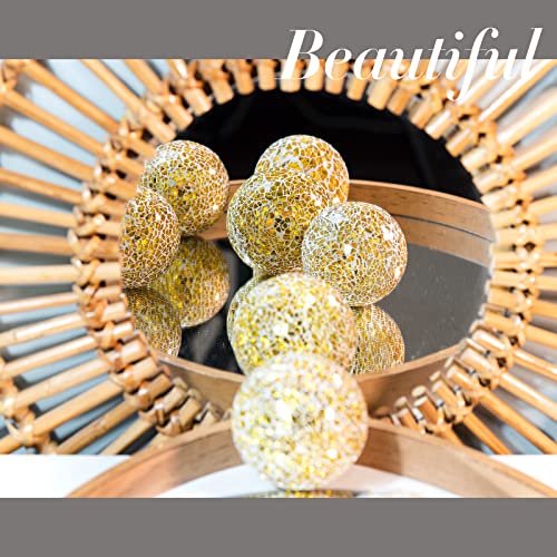 v2croft 2.4 in Decorative Orbs Glass Balls Set of 6,Mosaic Sphere Globe for Whole Housewares,Wedding/Birthday,Bowls,Vases Dining Table Centerpieces (Gold)