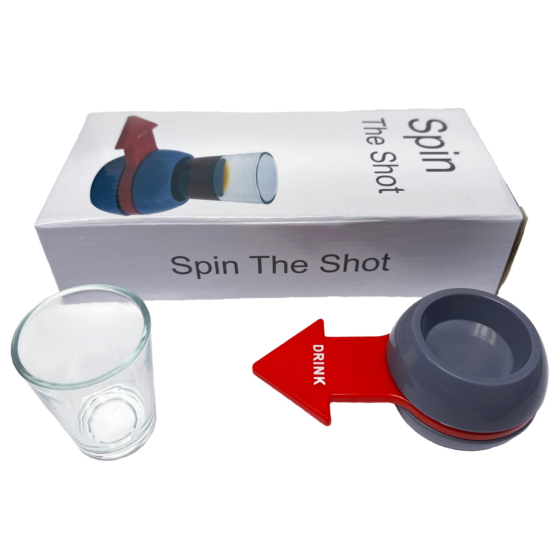 Spin The Shot - The Official Shot Spinner, Portable 1.5oz Shot Glass with A Weighted Holder, Spin The Bottle Replacement, Fill, Spin, & Drink, (Compatible: Shot Glasses with 1 3/8in Diameter)